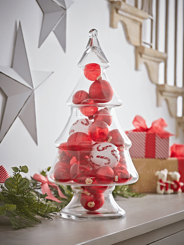Gorgeous glass Christmas tree display jar from Cox & Cox